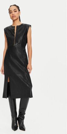 Bruuns Bazaar Lederkleid Agathea BBW4183 Schwarz Slim Fit