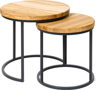 Lamofootwear Manufaktur Couchtisch rund 2er Set - Beistelltisch Holz - Wohnzimmertisch rund, Kaffeetisch, Sofatisch modern, Holztisch f&uuml;r Wohnzimmer, Schlafzimmer-