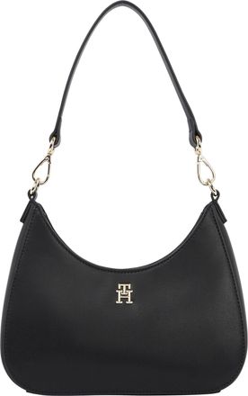 Tommy Hilfiger Damen Schultertasche Logotape mit Reißverschluss, Schwarz (Black), Einheitsgröße