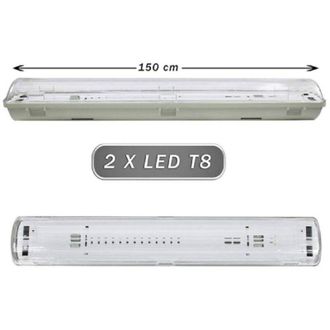Trade Shop Plafonnier &eacute;tanche 2 Tubes N&eacute;ons T8 G13 150 Cm Mur-plafond Ip65 T8-150s