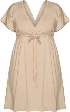 Generic Robe d&eacute;t&eacute; d&eacute;contract&eacute;e &agrave; manches courtes et col en V profond pour femme - Grande taille - Robe d&eacute;t&eacute; boh&egrave;me pour la plage, les vacances - Essentiels de