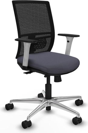 Piqueras y Crespo Stuhl mit verstellbarer Lendenwirbelst&uuml;tze Yunquera mit wei&szlig;en und schwarzen Armlehnen, ausgestattet mit Syncro/Traslack und Schneideschaum, mit Rolle