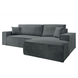 Selsey Selsey Farese - Ecksofa mit Cordbezug, Schlaffunktion und Stauraum, Grau, rechts