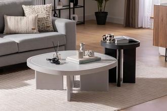 Hanah Home Stylish Grey Side Table, 42 cm x 49 cm x 42 cm | 100% MDF with Wooden Legs | Durable & Functional Design for Modern Living Spaces