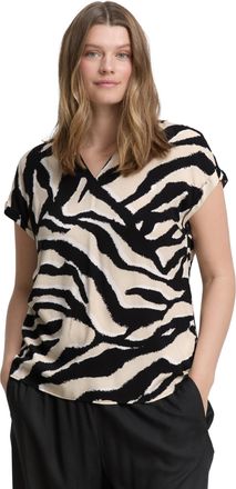 Tom Tailor Damen 1047195 Bluse, 38070 - Abstract Beige Zebra, 46 Große Größen EU