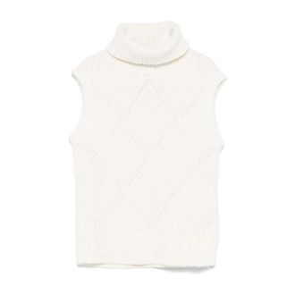 Fabiana Filippi Wei&szlig;e &auml;rmellose Strickjacke mit Pailletten - - Knitwear - Damen - Wei&szlig; - XS
