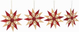 Rudolphs Schatzkiste Baumbehang Holzsterne Rot 4er Set BxHxT=7x7x2cm NEU Weihnachten Baumschmuck Holzschmuck Holz Seiffen Erzgebirge Strauchbehang Dekoration