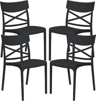 Gardenia Croix Stühle, Polypropylen, Schwarz, 4 Stück
