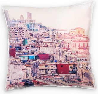 Paul Sinus Art City, Havanna, Kuba, Vintage, rot, grau Deko Kissen 40x40cm für Couch Sofa Lounge Zierkissen - Dekoration zum Wohlfühlen