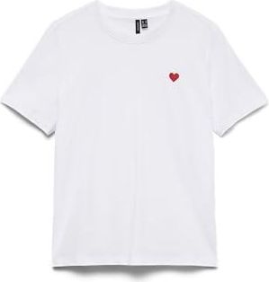 Vero Moda Vmpaulina T-Shirt Blanc/Rouge Motif coeur Taille L