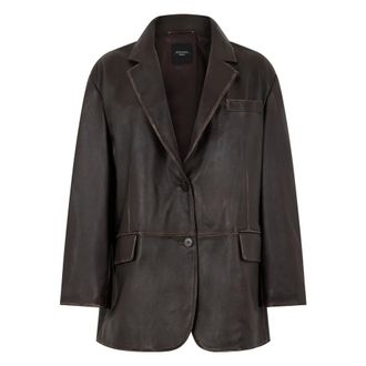 Max Mara Femme, Vestes, Brun, Taille: 36 FR Oversized Leather Blazer