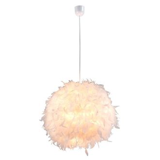 Globo Lighting Hängeleuchte Federn weiß Federleuchte Decke weiß Hängelampe Pendelleuchte, Metall, E27 Fassungen, DxH 45x120 cm