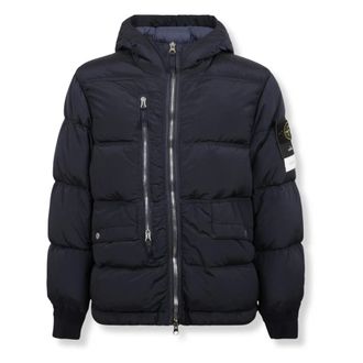 Stone Island Homme, Vestes, Bleu, Taille: 2XL Nylon Metal Short Down Jacket