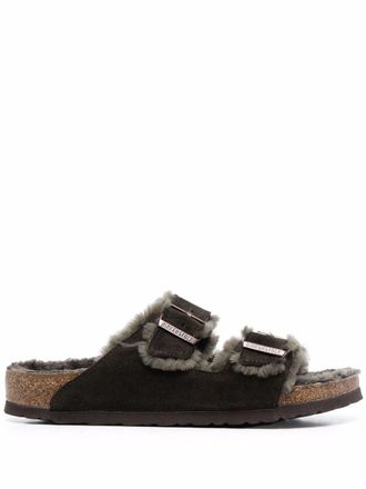 Birkenstock sandales Arizona &agrave; doublure en fourrure - Vert