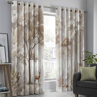 Generic Blickdichte Gardinen Geheimnisvolle Waldlandschaft Illustrationsstil Verdunkelungsvorhang, Lichtundurchl&auml;ssige Vorhang Mit &Ouml;sen F&uuml;r Schlafzimmer Ger&auml;u