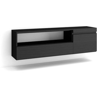 Skraut Home Skraut Home - Meuble tv, Banc T&eacute;l&eacute;, Grand espace de Rangement, 150x45x35cm, Pour les tv jusqu&agrave; 65, Suspendu, Mural, Style moderne, Noir