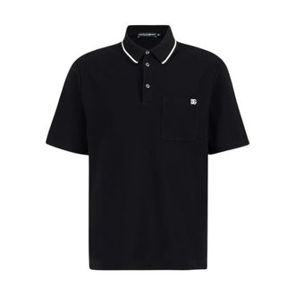 Dolce & Gabbana Baumwoll-Piqu&eacute;-Polohemd - - Tops - Herren - Schwarzk - 2XL