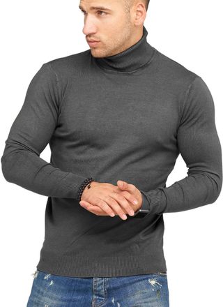 Behype. Herren Feinstrick Rollkragen-Pullover Casual & Business Pulli 40-8200 Dunkelgrau M