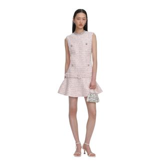 Self Portrait Sequin Boucl&eacute; Mini-Kleid mit G&uuml;rtel - - Dresses - Damen - Rosa - XS