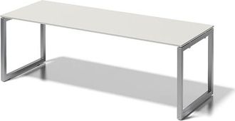 Bisley Cito Schreibtisch, 740 mm höhenfixes O-Gestell, Metall, Gw355 Dekor Grauweiß, Gestell Silber, 80 x 220 x 85 cm