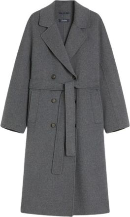 Max Mara Femme, Manteaux, Gris, Taille: 38 FR Manteau crois&eacute; en laine