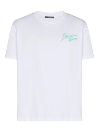 Balmain brush logo-print T-shirt - Wei&szlig;
