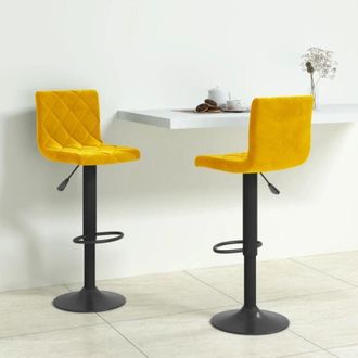 vidaXL Tabourets de bar lot de 2 Jaune moutarde Velours vidaXL