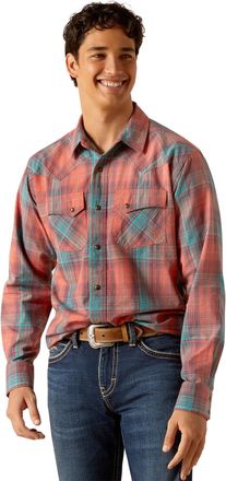 Ariat Mens Hernan Retro Fit Western Shirt Long Sleeve in Burnt Sienna, Size X-Small, by Ariat