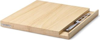 Continenta Käse Schneidebrett inkl. Käsemesser, Käsebrett aus Gummibaumholz, Größe: 25 x 25 x 2,5 cm