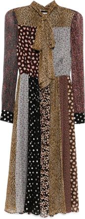 Saint Laurent Patchwork-Kleid - Schwarz