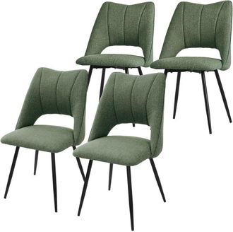 ML Design ML-Design Lot de 4 Chaises de Salle &agrave; Manger Vert, Assise en Polyester, Chaise Rembourr&eacute;es avec Dossier et Pieds M&eacute;talliques Noirs, Fauteuils