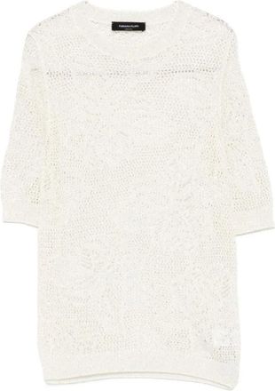 Fabiana Filippi Femme, Pulls, Blanc, Taille: 42 FR T-Shirt Col Rond en Maille Ajour&eacute;e