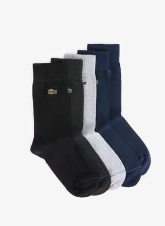 Lacoste Lot de 5 paires de chaussettes hautes en coton m&eacute;lang&eacute;