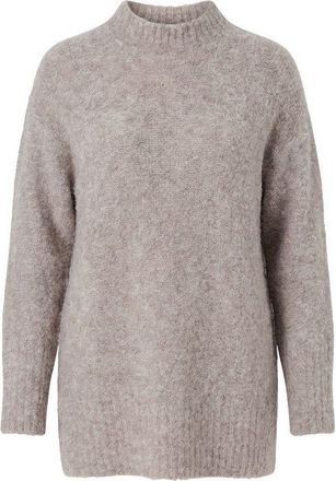Ulla Popken Strickpullover Pullover Boucl&eacute;-Feinstrick Stehkragen Langarm