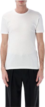 Tom Ford Homme, Tops, Blanc, Taille: L T-Shirt Col Rond Perfor&eacute;