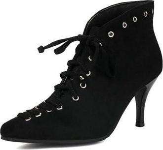 Generic Bottines à lacets pour femme - Bout pointu perforé - Talon aiguille - Chaussures habillées - Chaussures décontractées pour fête daffaires, Noir, 40.5 