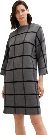 Tom Tailor Damen Kleid mit Karomuster 1034476, 30942 - Grey Knit Check Design, 40