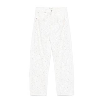 Frame Denim Wei&szlig;e Straight Leg Jeans mit Strasssteinen - - Jeans - Damen - Wei&szlig; - W25