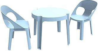 Resol Kinder Rita Set 2 Stühle und 1 Tisch, Kunststoff/Polypropylen, Blau Himmel, 60 x 51 x 78 cm, 3 Stück