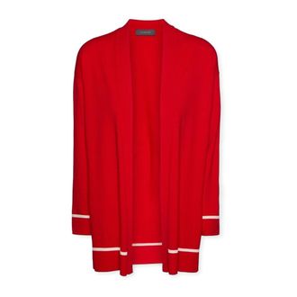 Elena Miro Viskose-Mischung Cardigan mit Streifendetails - - Knitwear - Damen - Rot - L