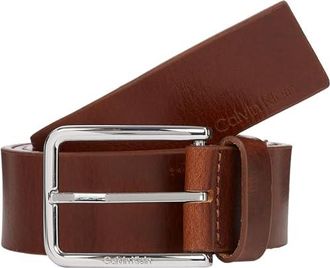 Calvin Klein Ceinture Homme Cuir Grain&eacute; et Huil&eacute; 3,5 cm Cuir, Marron (Dark Tan), 130 cm