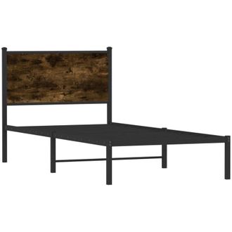 vidaXL Cadre de lit en m&eacute;tal avec t&ecirc;te de lit ch&ecirc;ne fum&eacute; 90x190 cm Vidaxl