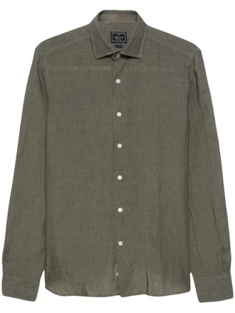 Orian chemise en lin &agrave; manches longues - Vert