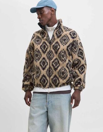 Jack & Jones Sweat en polaire - Meringue moka-Vert