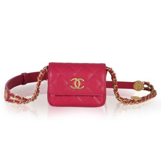 Chanel Quilted Caviar Twist Your Buttons Belt Bag