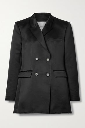 Veronica de Piante + Net Sustain Giulia Doppelreihiger Blazer Aus Seidensatin - Schwarz