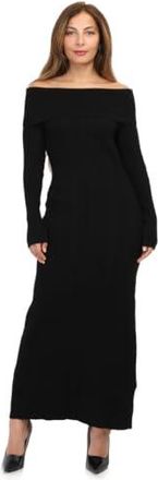 La Modeuse Robe longue en maille &agrave; col bardot