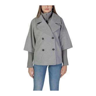 Jacqueline de Yong Jacqueline de Yong, Femme, Manteaux, Gris, Taille: 40 FR Manteau 3/4 &agrave; col en V