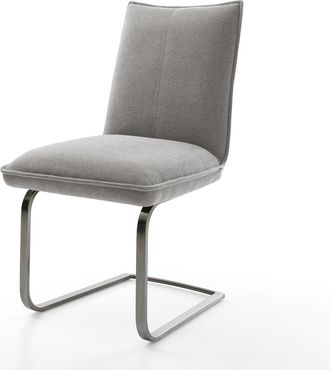 DELIFE Freischwinger Lelio-Flex Strukturstoff Soft Grau Freischwinger flach Graphit Taschenfederkern, Esszimmerst&uuml;hle