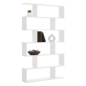 Dmora Misma B&uuml;cherregal, Mehrzweck-B&uuml;roregal, B&uuml;cherregal mit 5 Regalen, 80x25h190 cm, Wei&szlig;